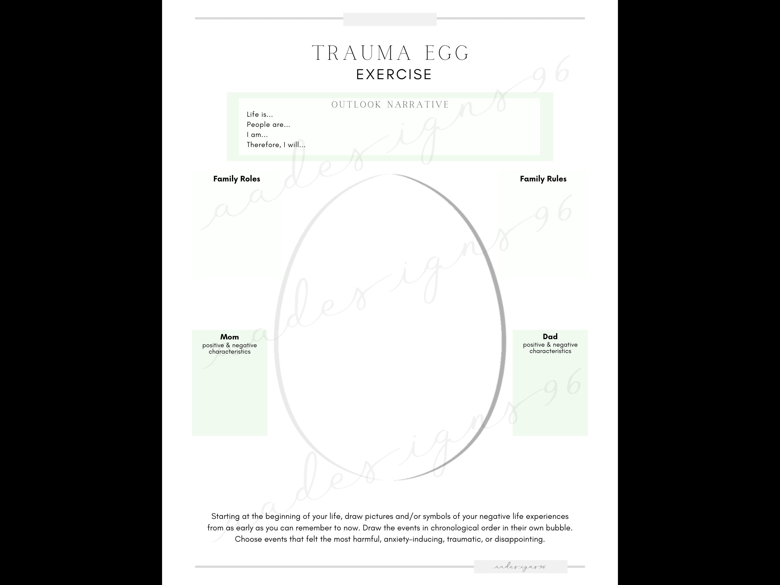 Trauma Egg Trauma Therapy Worksheet - Etsy