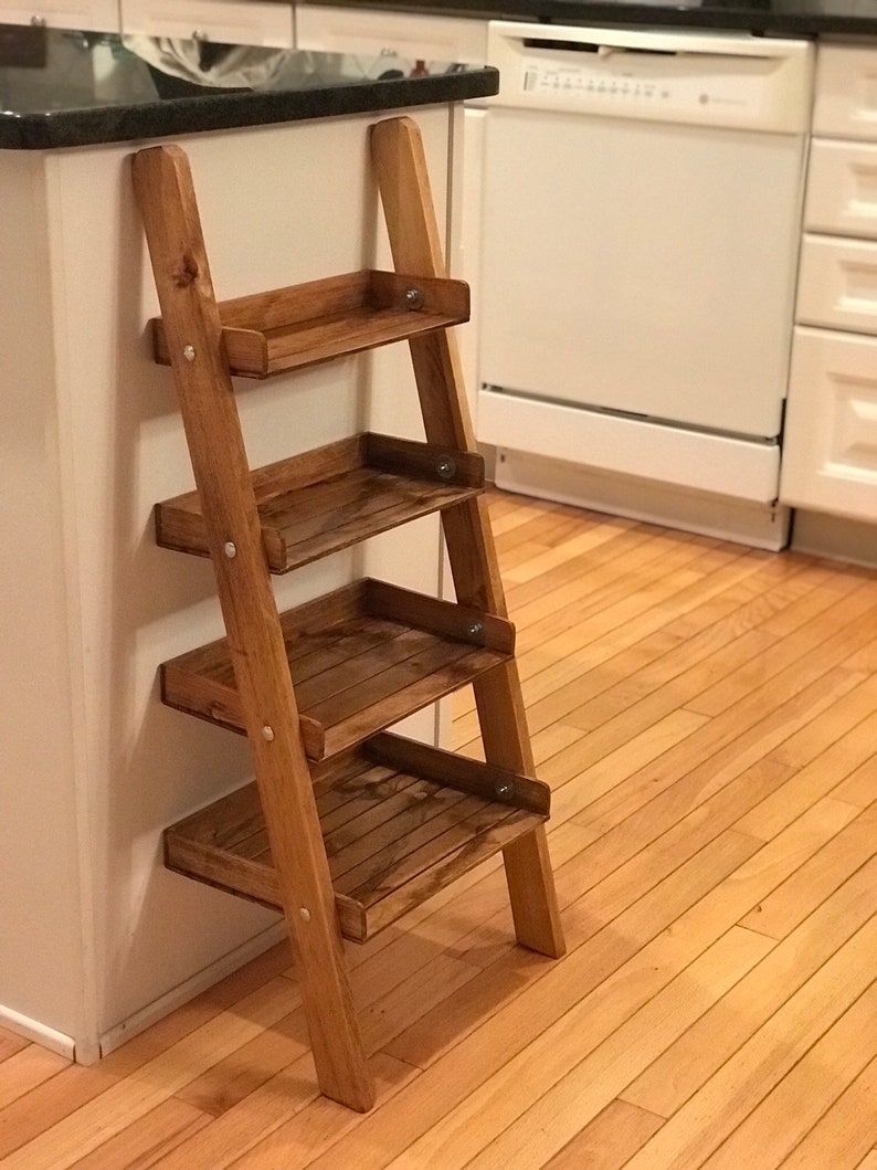 Rustic Wooden Ladder Shelf Handmade Shelf Rustic Decor Tea | Etsy
