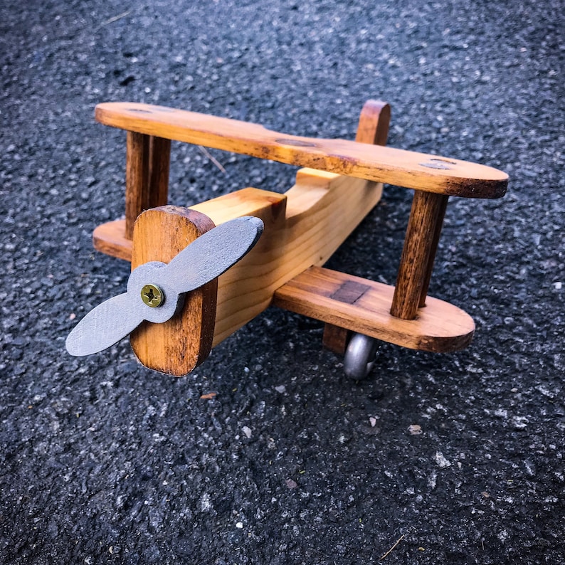 Wooden toy plane Biplane Handemade toy Wood plane Original | Etsy