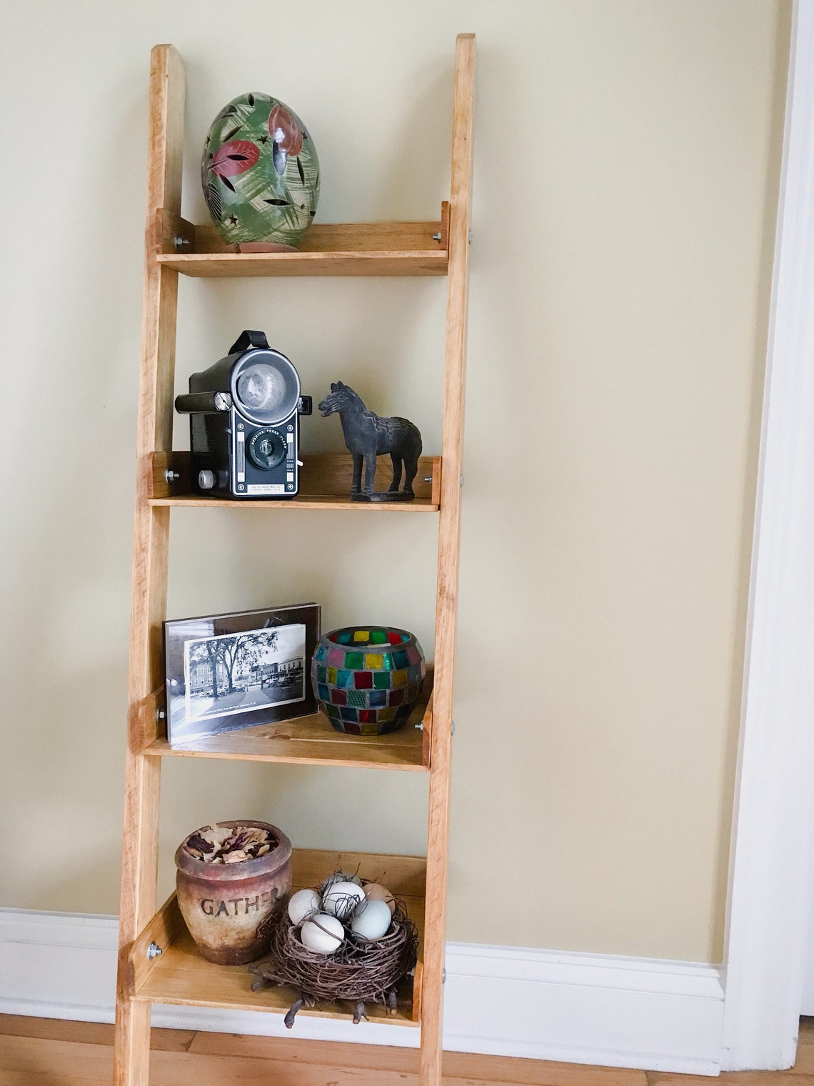 Rustic Wooden Ladder Shelf Handmade Shelf Rustic Decor Tea | Etsy
