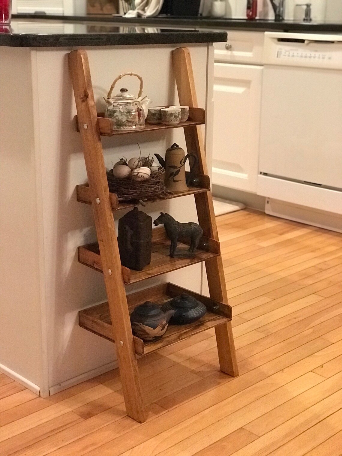 Rustic Wooden Ladder Shelf Handmade Shelf Rustic Decor Tea | Etsy