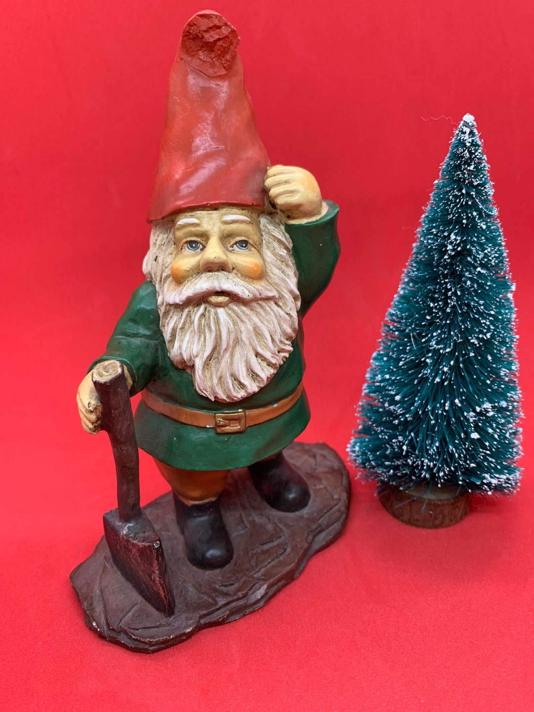 JTS International Garden Gnome With Axe Green Red Brown Vintage Gnome ...