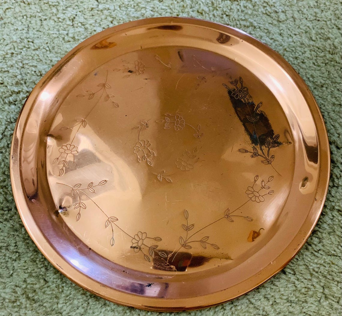 Vintage Princess House Copper Tray With Floral Engraving - Etsy