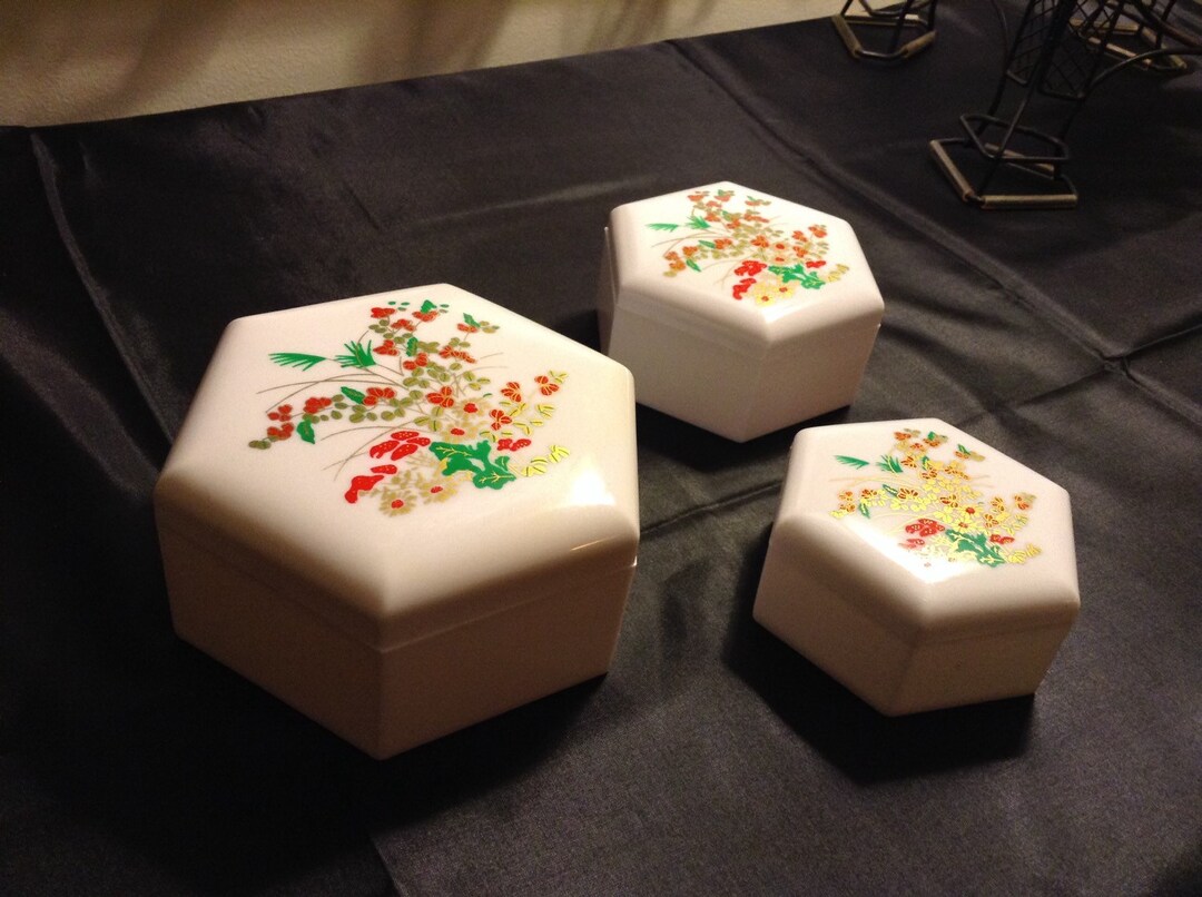 Hand Finished Trinkets Boxes Elegant Set of Three Vintage, Made in ...