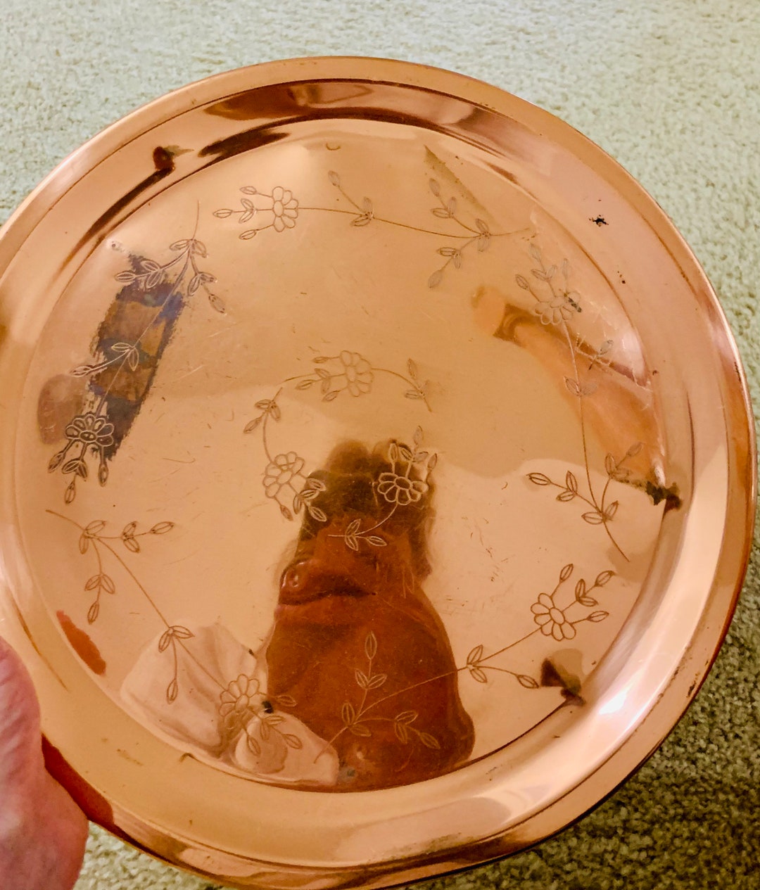 Vintage Princess House Copper Tray With Floral Engraving - Etsy