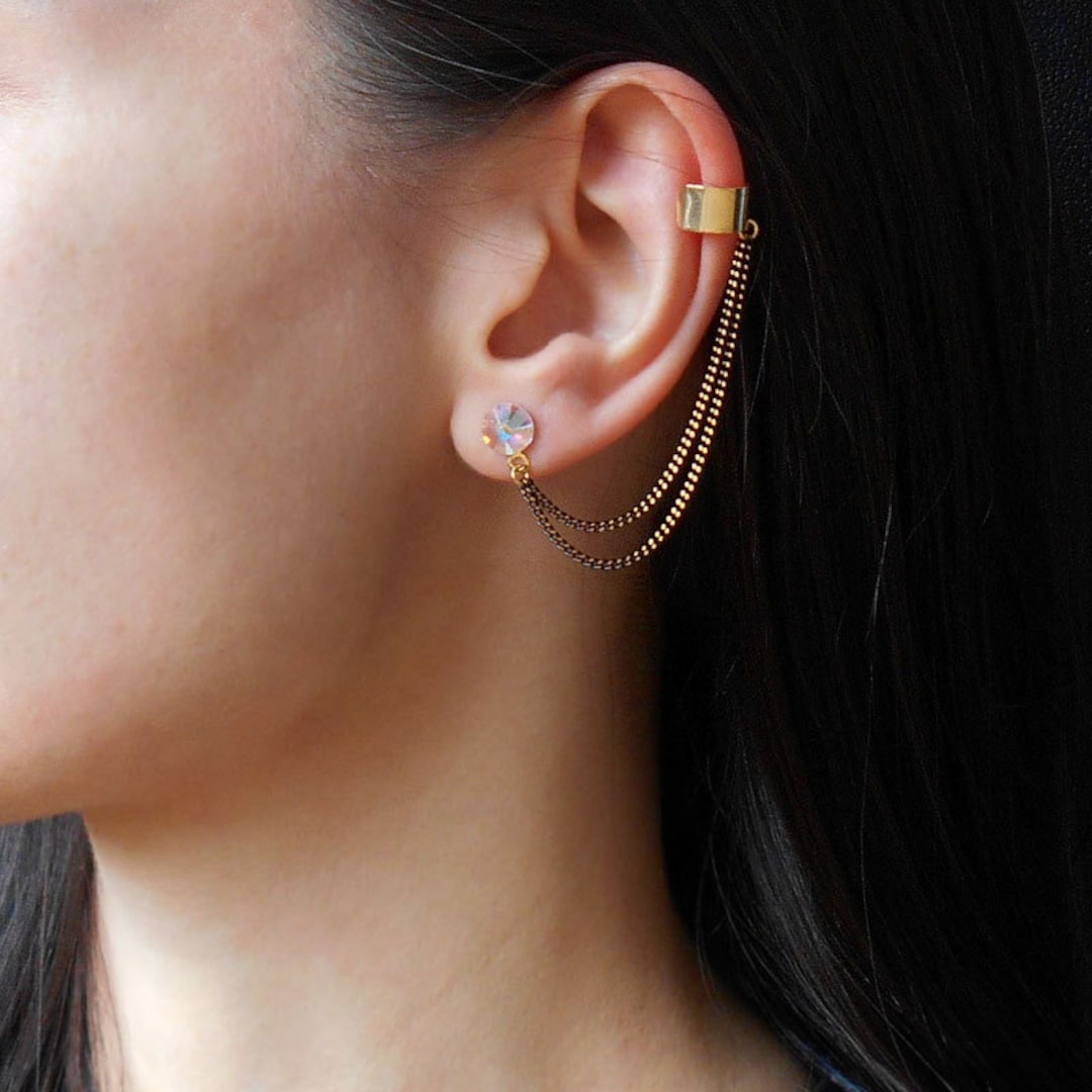 Crystal Ear Cuff Earrings, Ear Cuff Earrings With Swarovski Crystals ...