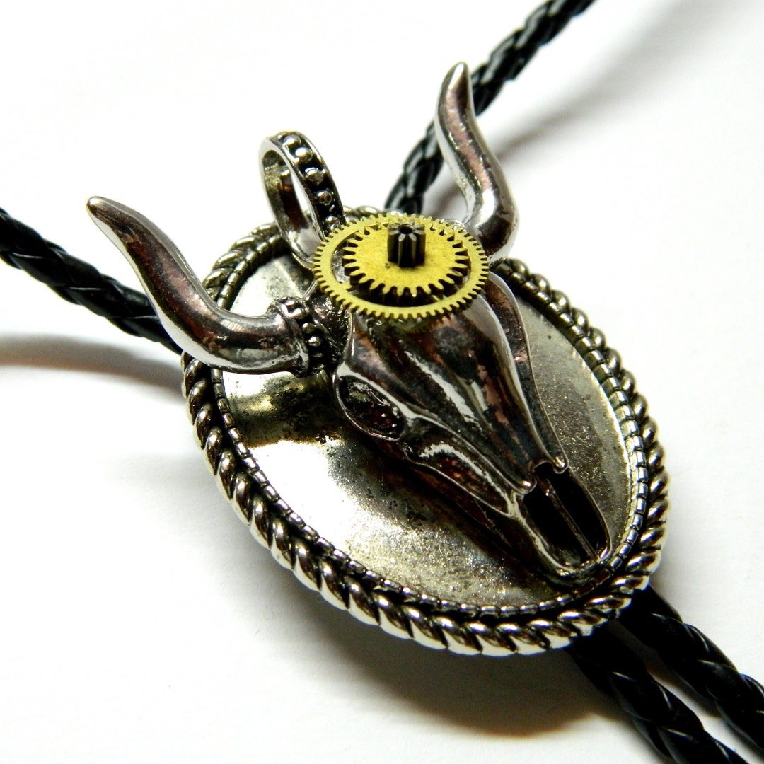 Cow Skull Taurus Zodiac Sign Bolo Tie Steampunk Buffalo Longhorn ...