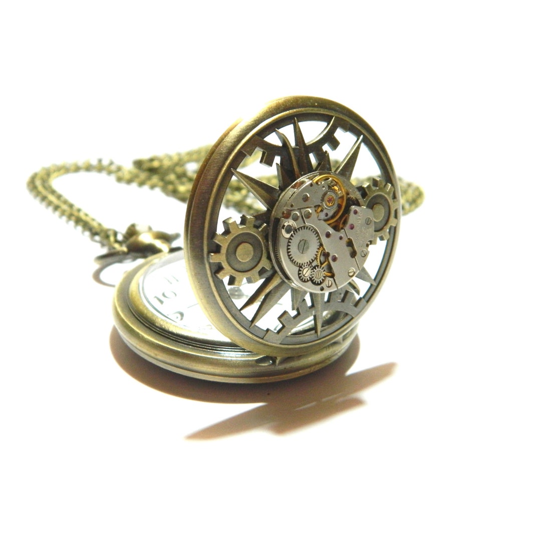 Big Pocket Watch Steampunk Locket Neo Victorian Jewelry Very Rare Old ...