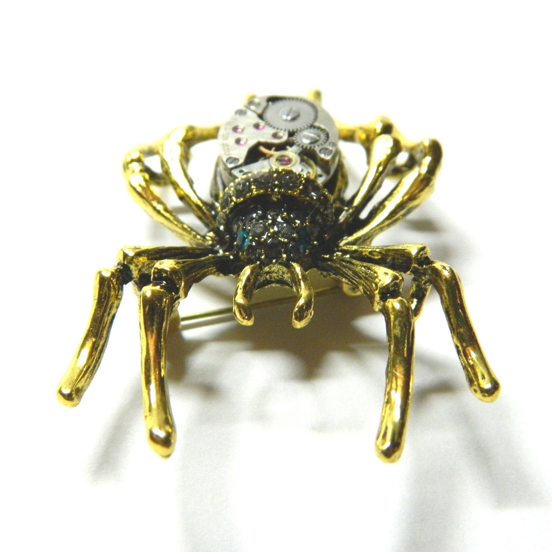 Robot Spider Steampunk Jewelry, Golden Spider to Attract Money ...