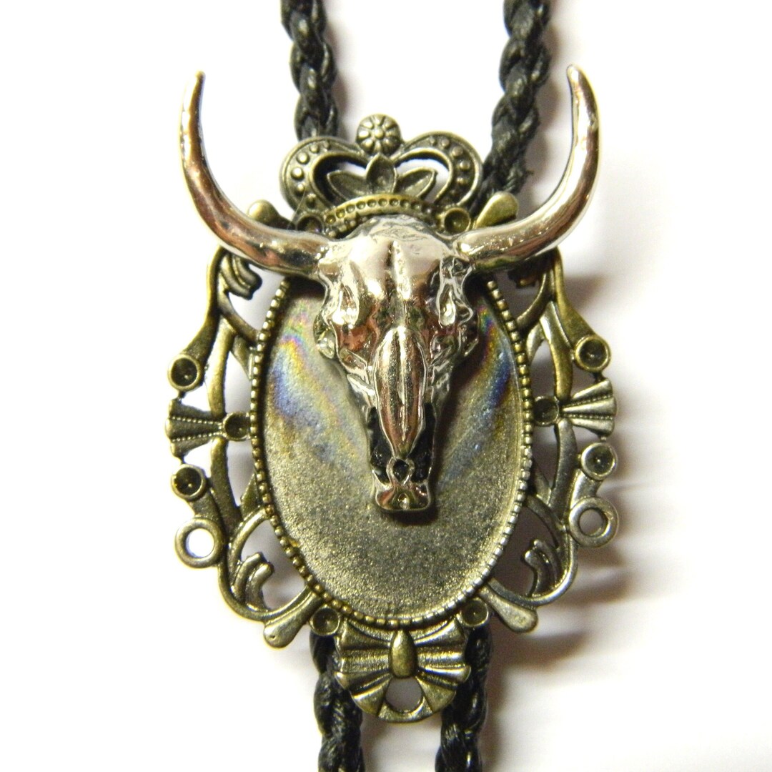 Small Cow Skull Taurus Zodiac Sign Longhorn Bolo Tie Steampunk Buffalo ...