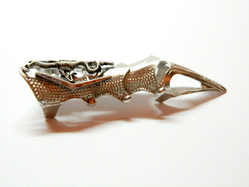 Skyrim full finger knuckle adjustable ring silver long | Etsy