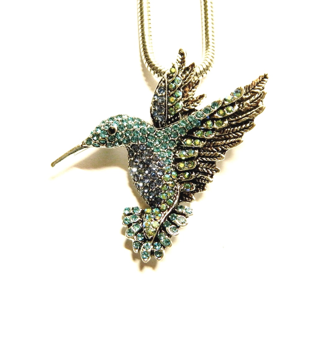 Blue Hummingbirds Brooch Pendant 2in1 Necklace, Unique Birthday ...