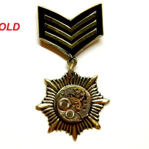 Steampunk Blue Star Medal, Military Flying Eagle Lapel, Metal Ribbon ...