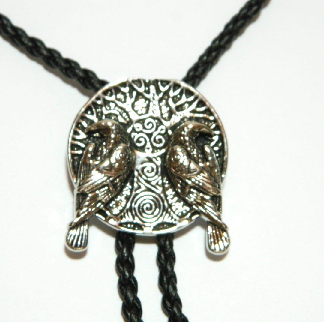 The Raven Bolo Tie Silver Crow Blackbird Unisex Viking Celtic Bola Tie ...