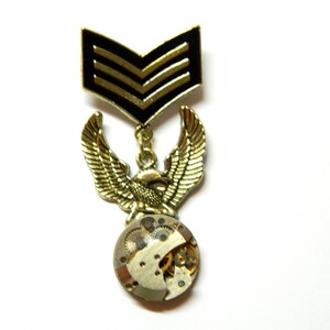 Steampunk Blue Star Medal, Military Flying Eagle Lapel, Metal Ribbon ...