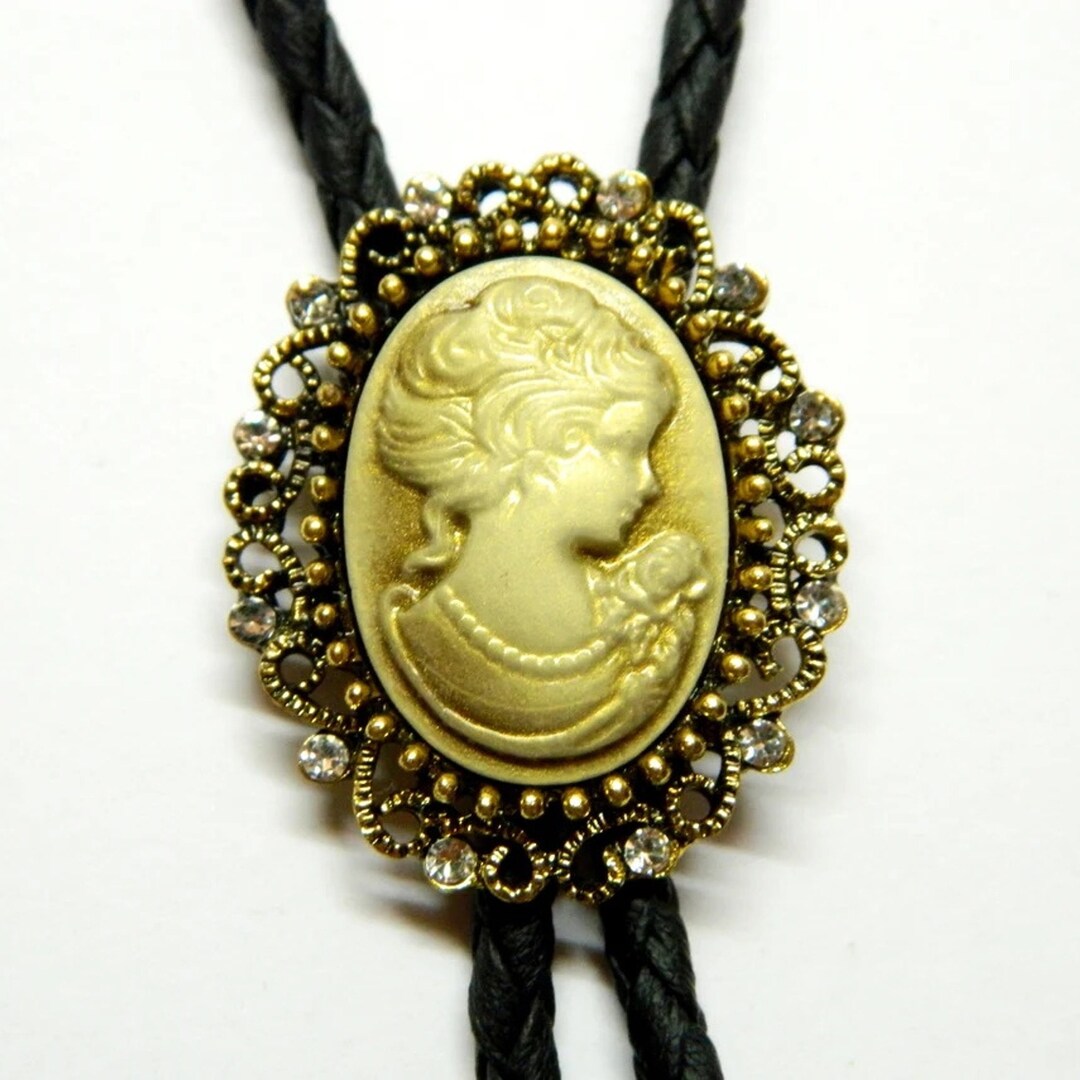 Cameo Bolo Tie Unique Cream Gray Woman Children Surprise Gift Honeymoon ...