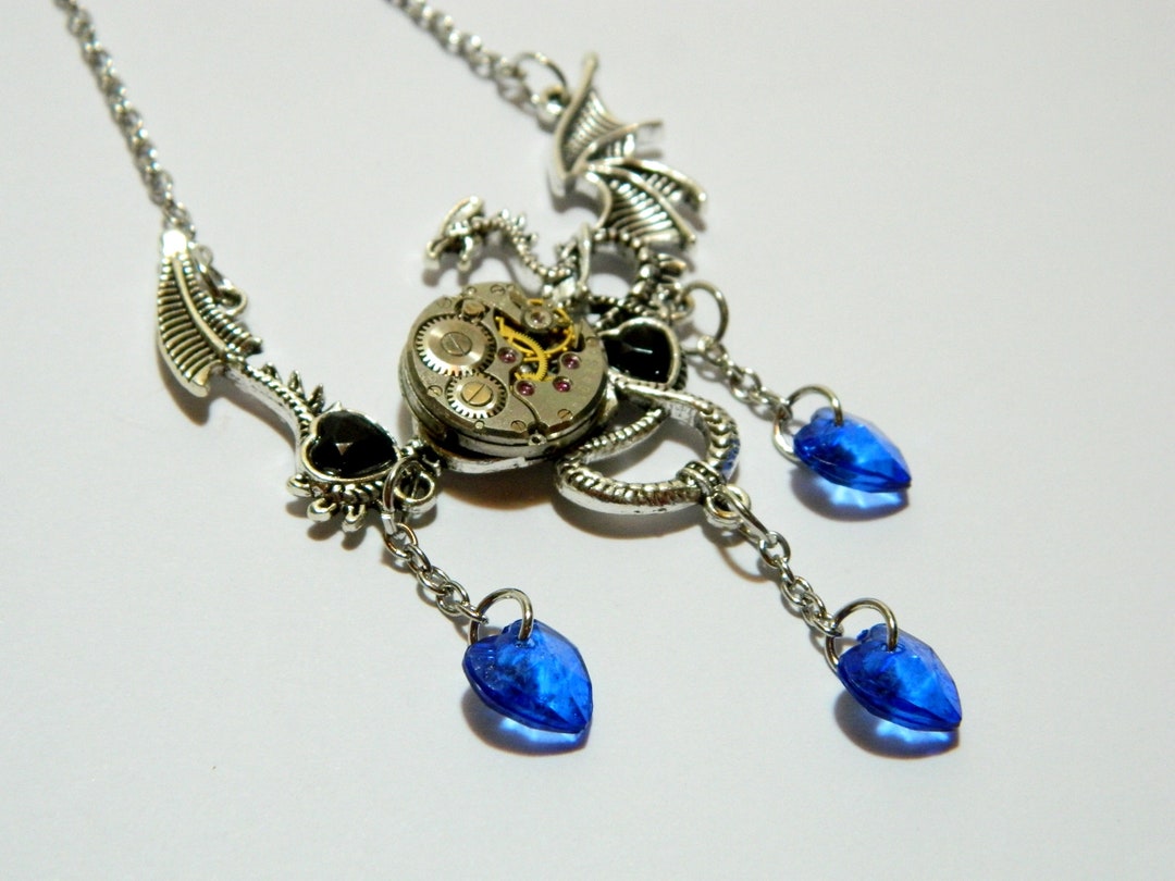 Dragon With Blue Hearts Year 2024 Skyrim Inspired Steampunk Jewelry ...