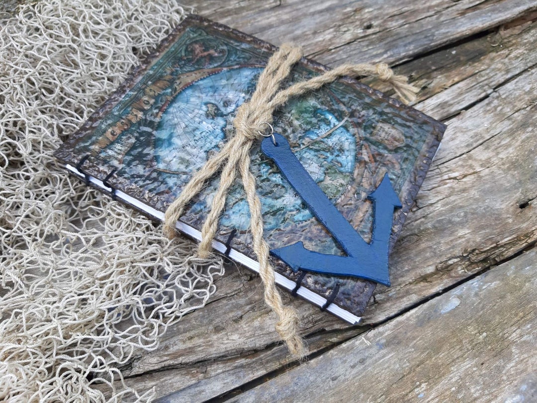 Diary Antiquity Historic Map, Old Sea Captain Notebook Gift, Dark Blue ...