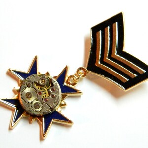Steampunk Blue Star Medal, Military Flying Eagle Lapel, Metal Ribbon ...