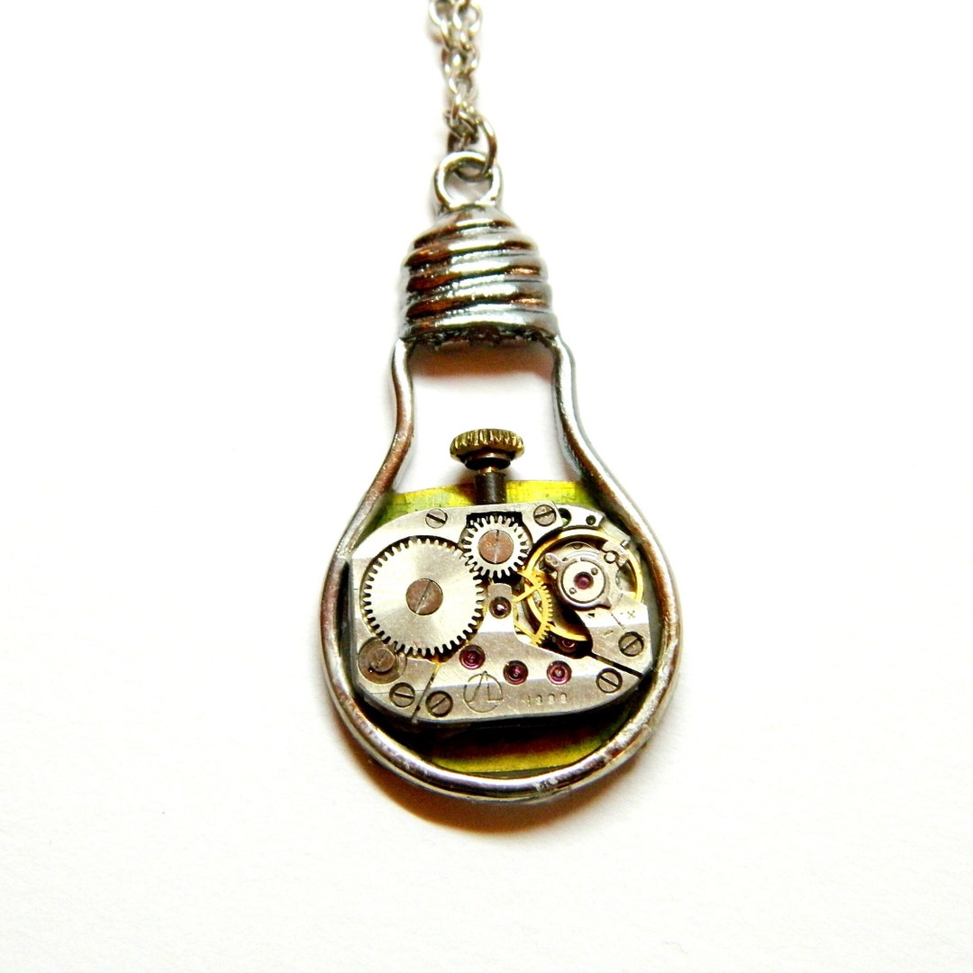 Steampunk Edison Light Bulb, Authentic Clockwork, Golden or Silver ...