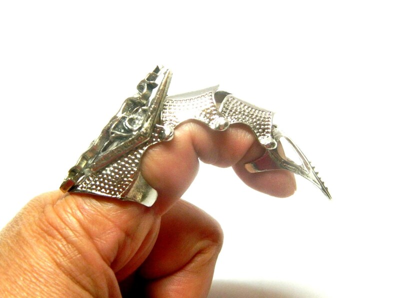 Skyrim Full Finger Knuckle Adjustable Ring Silver Long | Etsy