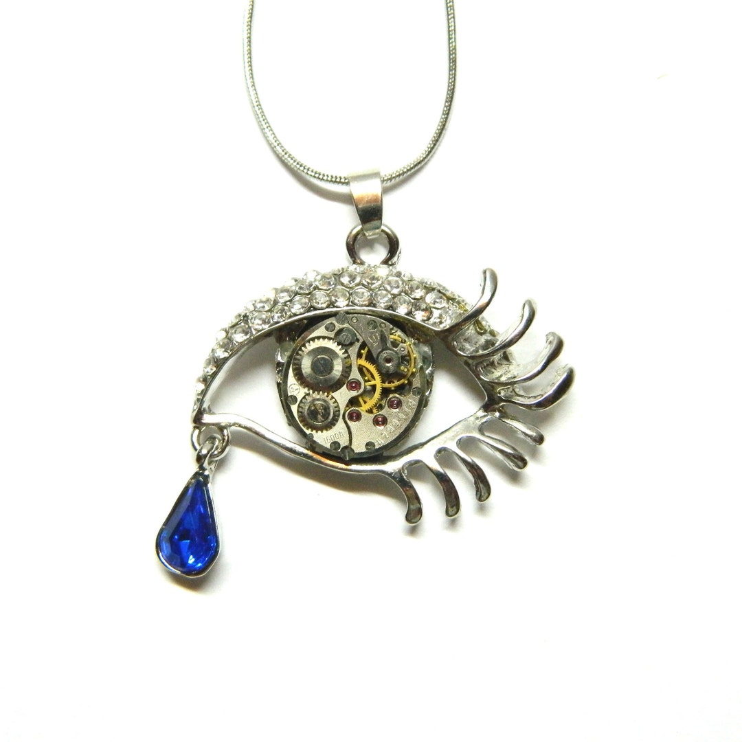 Steampunk the Tear of Time, Wedding Jewellery Necklace Pendant Eye ...