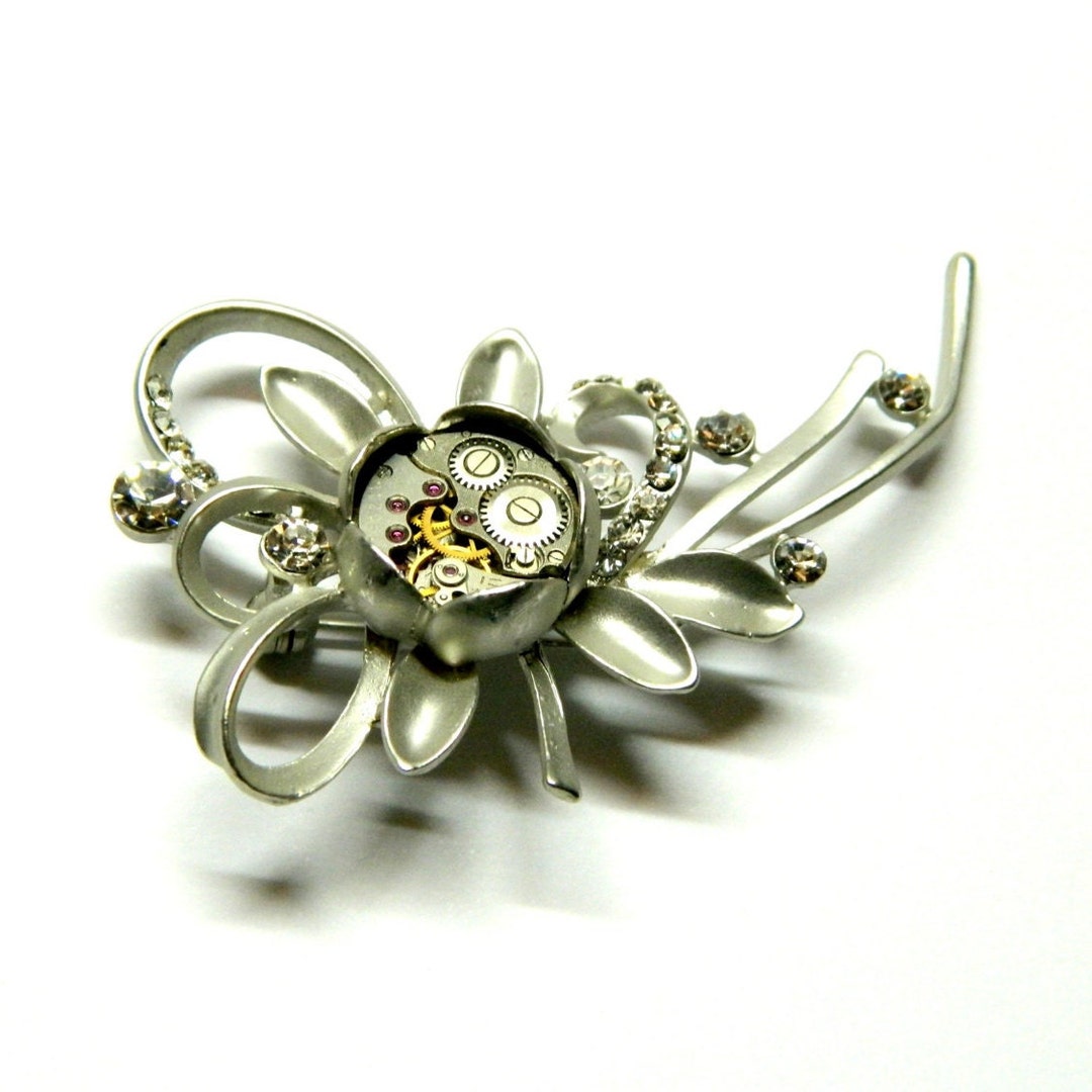 Steampunk Wedding Boutonnière Caprice Flower Brooch Groomsmen Bohemian ...