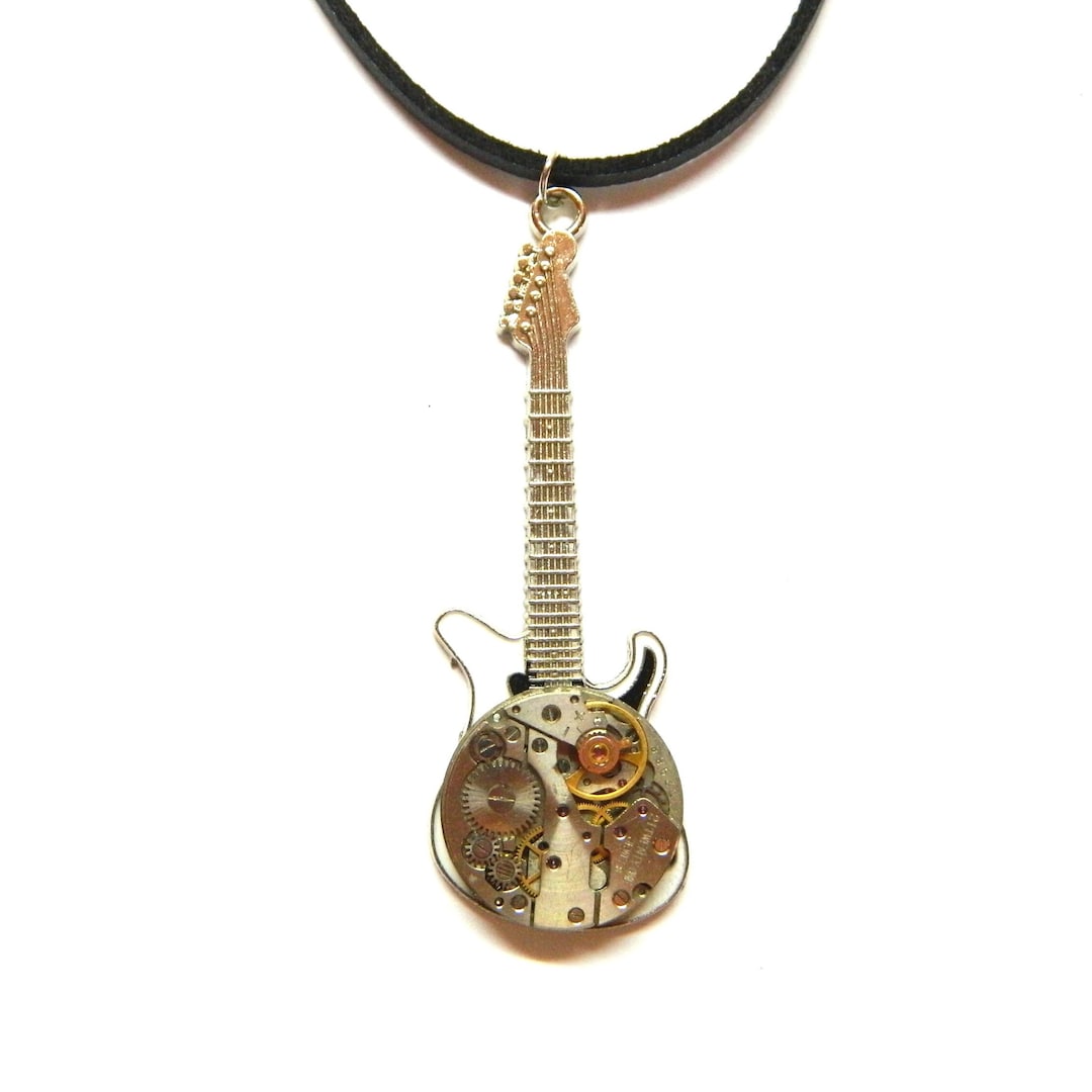 Steampunk Guitar Jewelry Rock & Roll Necklace, Owl Great Steam Punk ...