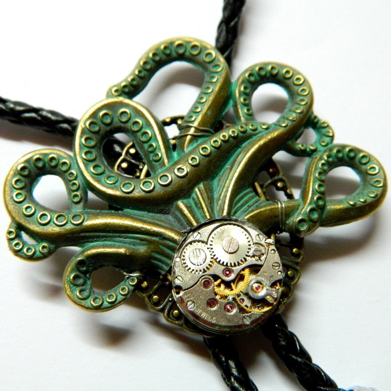 Steampunk Big Hydra Gorgon Medusa Octopus Bolo Tie, Wedding Vapor ...