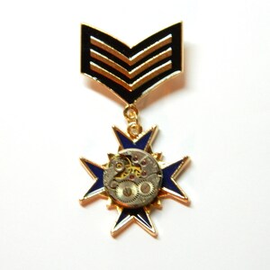 Steampunk Blue Star Medal, Military Flying Eagle Lapel, Metal Ribbon ...