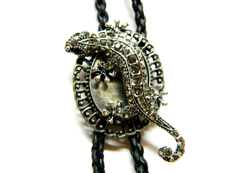 Steampunk Lizard Bolo Tie Silver Leopard Gecko Mens Fashion - Etsy