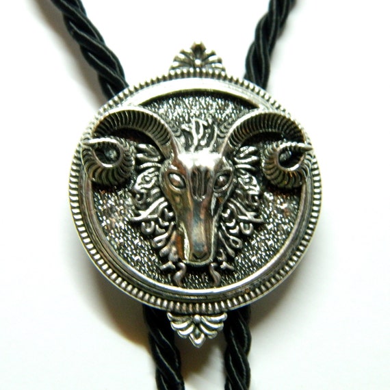Silver Ram Head Bolo Tie little boy girl gift, Statem… - Gem