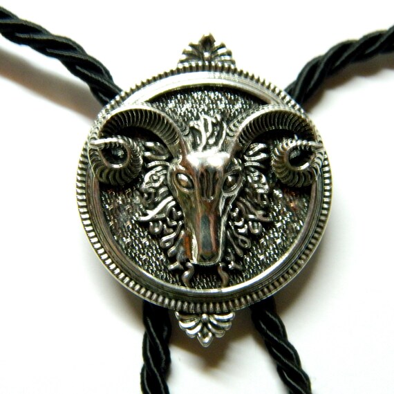 Silver Ram Head Bolo Tie little boy girl gift, Statem… - Gem