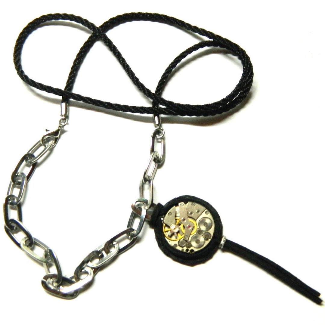 Steampunk Black & Silver Necklace Jewelry Unique Birthday Gift ...