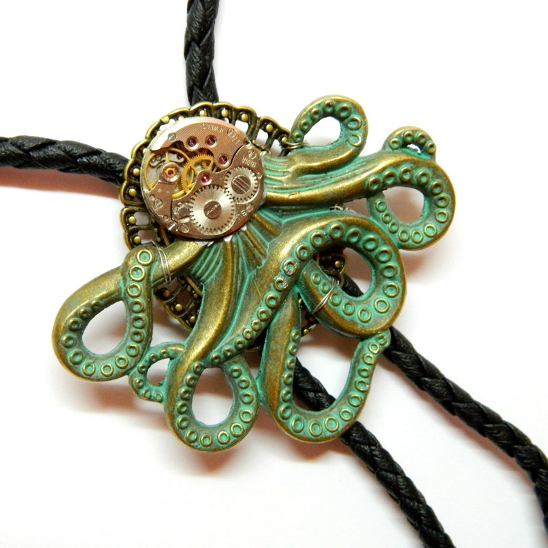 Steampunk Big Hydra Gorgon Medusa Octopus Bolo Tie, Wedding Vapor ...