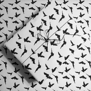 Black Bats on White Gothic Wrapping Paper Christmas and Birthday Gift ...