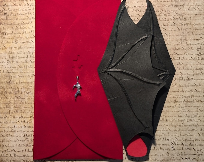 Gothic Wedding Bat Valentine's Day Greeting Card With Velvet Envelope ...
