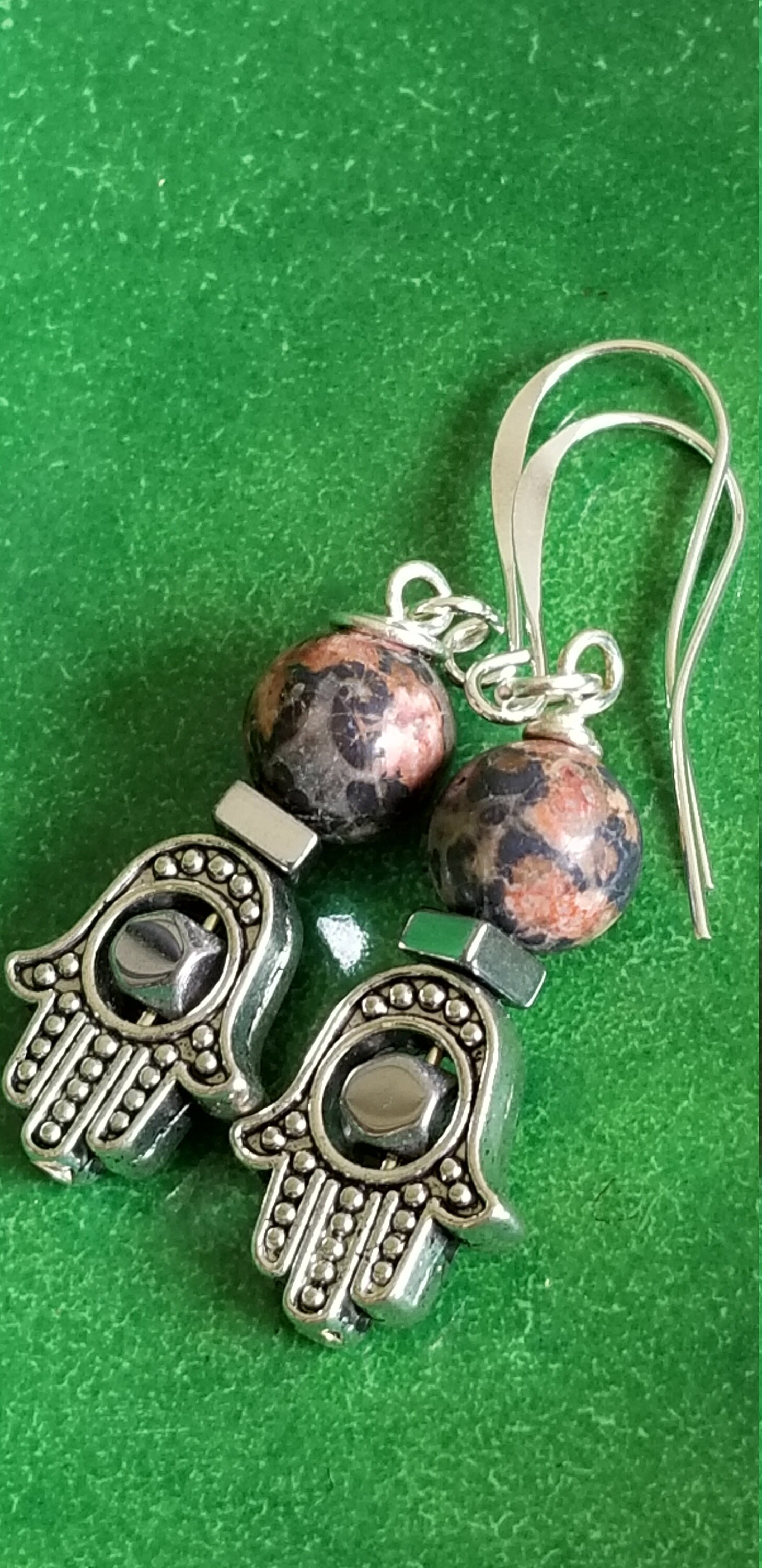 Semi-precious Leopard Jasper Hematite Beads Hamsa Beaded - Etsy UK