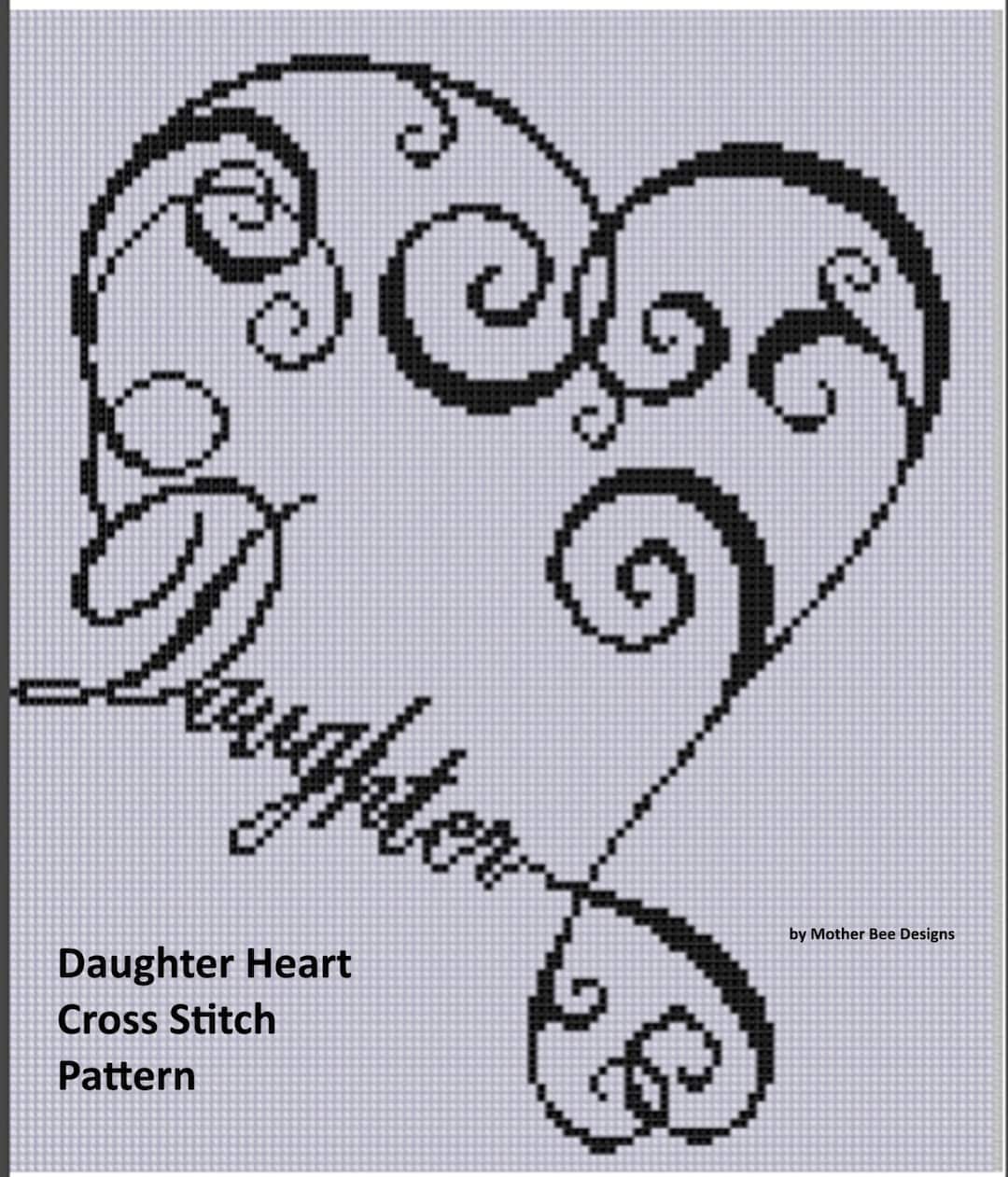 Daughter Heart Cross Stitch Pattern - Etsy
