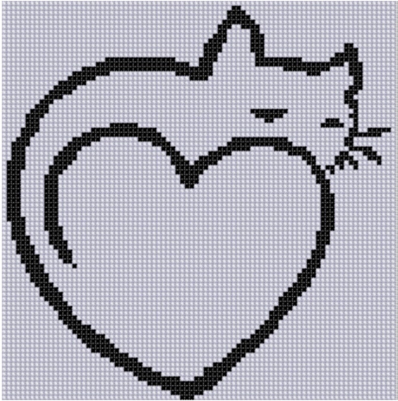Cat Heart 2 Cross Stitch Pattern - Etsy
