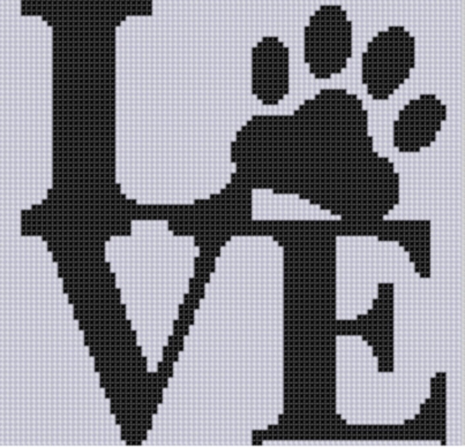 Love Paw Cross Stitch Pattern - Etsy