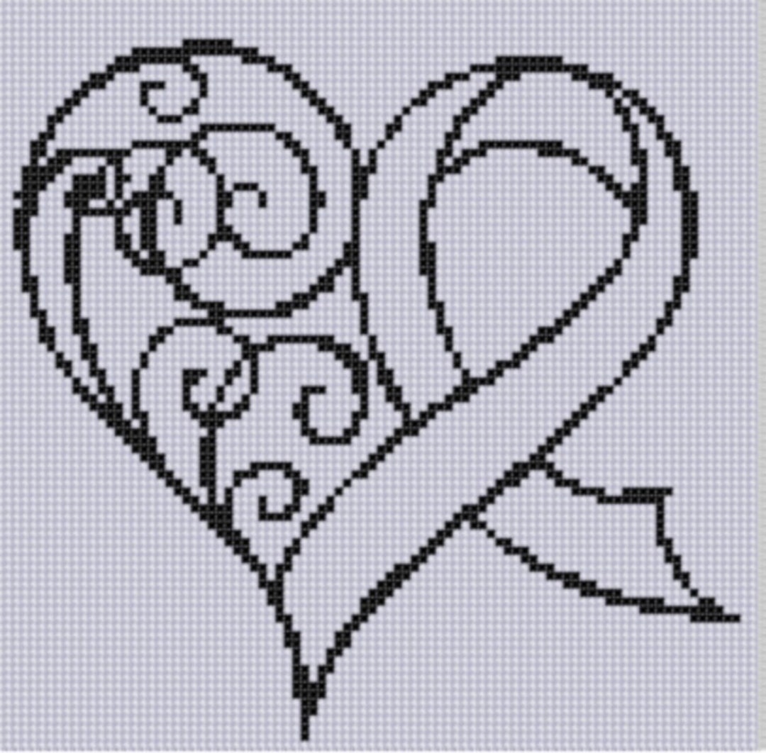 Awareness Ribbon Heart Cross Stitch Pattern - Etsy