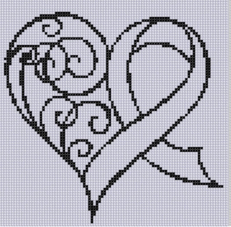 Awareness Ribbon Heart Cross Stitch Pattern - Etsy