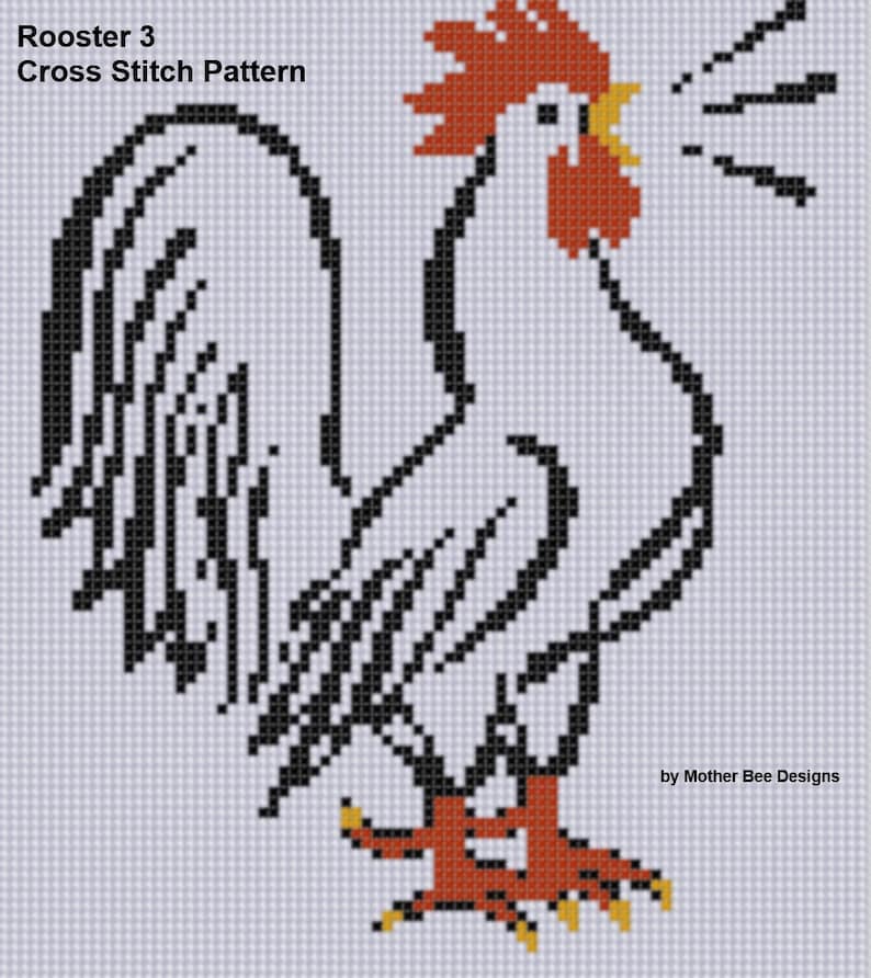 Rooster 3 Cross Stitch Pattern - Etsy