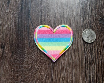 Glitter Rainbow Heart- Iron on Patch - Embroided Patch - Applique - Etsy