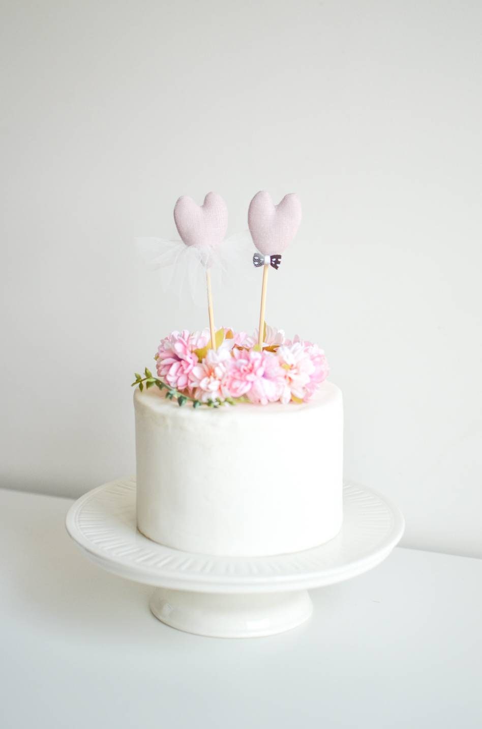 Pink Hearts cake topper Bride and Groom Wedding cake topper | Etsy