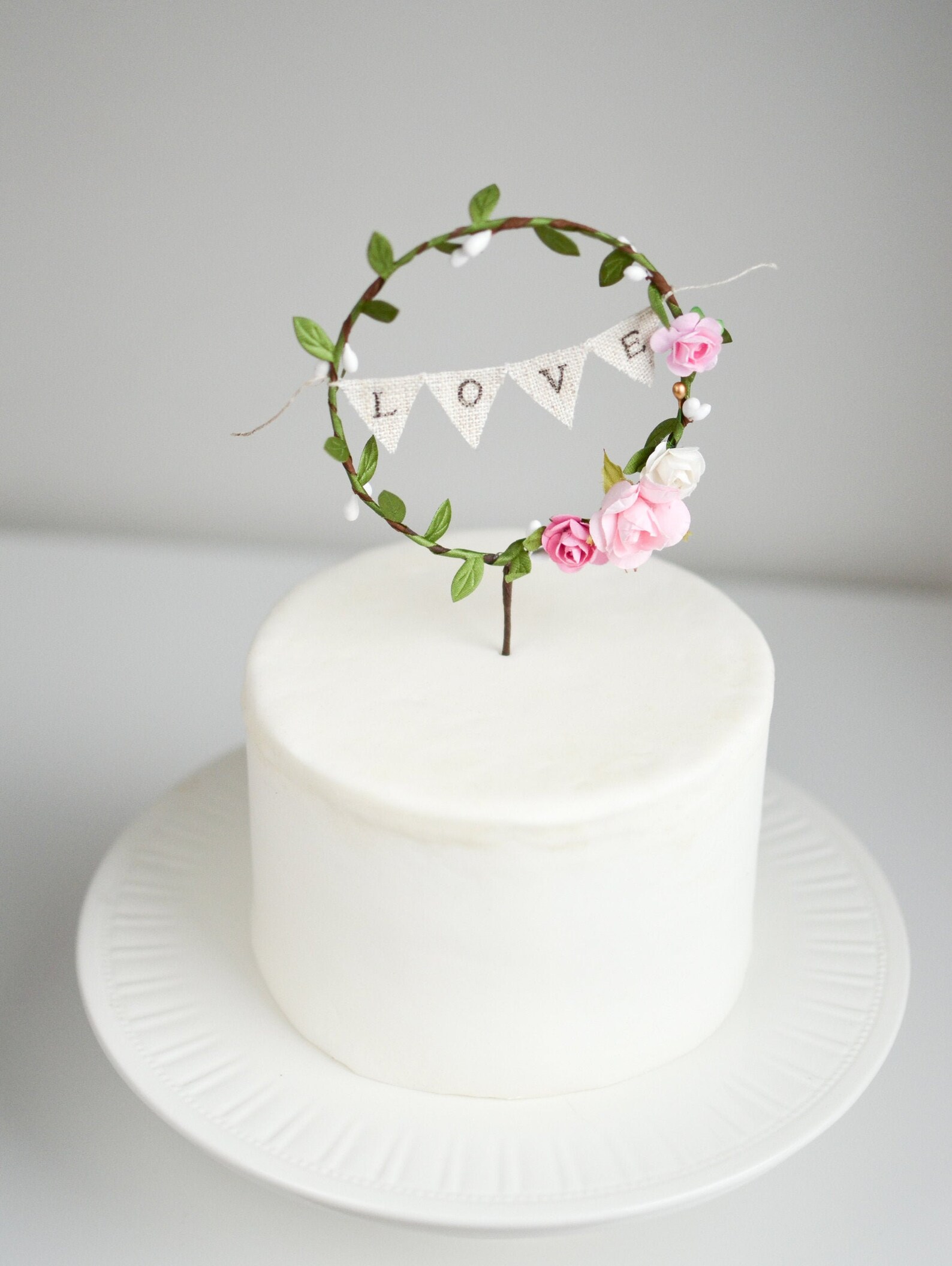 Love Garland Cake Topper for Wedding Laurel Wreath Wedding | Etsy UK