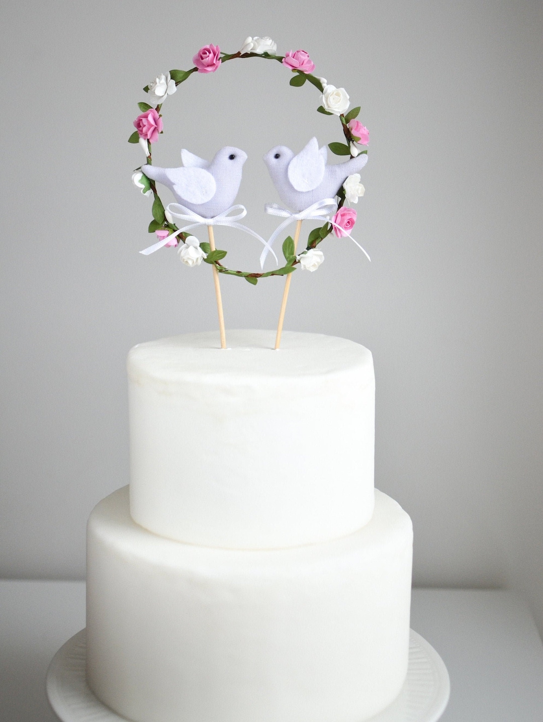 Light Purple Love Birds Wedding Cake Toppers, Linen Violet Birds Cake ...