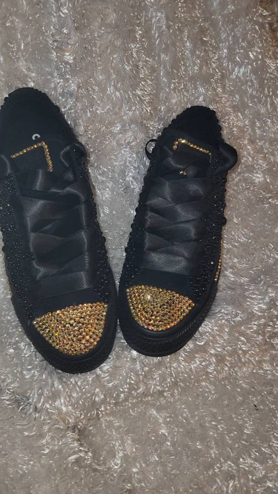Black and Gold Embellished Converse. Bling Converse, Full Bling ...