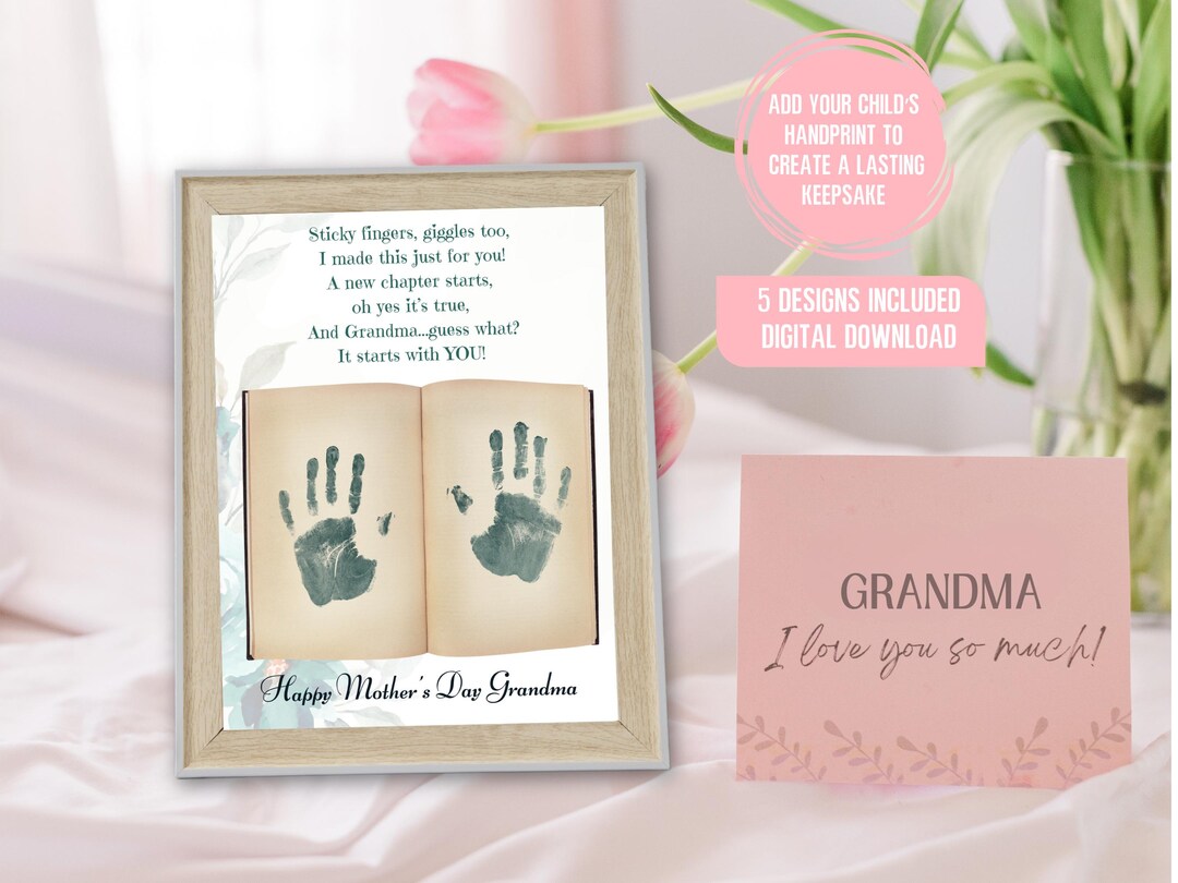Mother's Day Handprint Gift for Grandma Printable Handprint Toddler ...